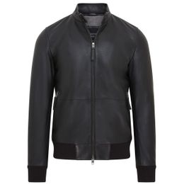 Schwarze Retro-Bomberjacke aus Leder f&uuml;r Herren - Adak