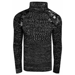 Rusty Neal Side Button-Placket Grobstrick Rollkragen-Pullover