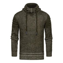 Rusty Neal Stehkragen Grobstrick Biker Pullover mit Hohem Rollkragen