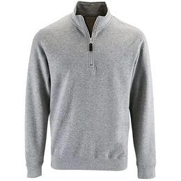 SOLS Herren Stan Kontrast Zip Neck Sweatshirt (grau meliert)