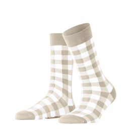 Socken Burlington "Vichy", Damen, Gr. 36-41, beige (gravel), Baumwollmischung, mehrfarbig, Socken Socken, Einheitsgr&ouml;&szlig;e 36-41, Karomuster, gek&auml;mmte Baumwolle