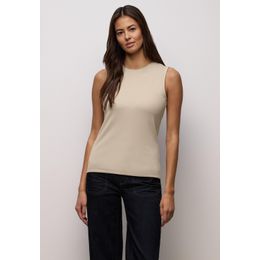 Rundhalsshirt Street One, Damen, Gr. 42, cotton beige, Web, 48% Baumwolle, 48% Modal, 4% Elasthan, unifarben, normal normal, Rundhals, abgesteppt, Shirts Rundhalsshirt, mit Turtleneck