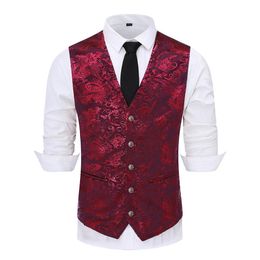 Allthemen Slim Fit Weste in Rot mit Aufdruck
