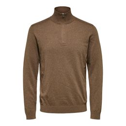 Berg Half Zip Cardigan Teak von Selected in der farbe Braun und in gr&ouml;&szlig;e XXL.