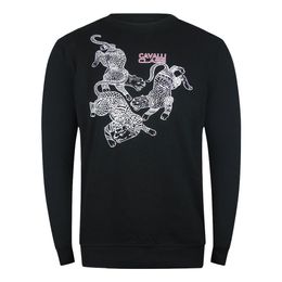 Cavalli Class - Schwarzes Sweatshirt Mit Paisley-leoparden-design