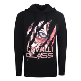 Cavalli Class Peeking Tiger Design Schwarzer Kapuzenpullover