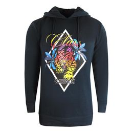 Cavalli Class Diamond Tiger Design Schwarzer Kapuzenpullover
