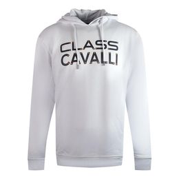 Cavalli Class Reverse Logo Weisser Kapuzenpullover