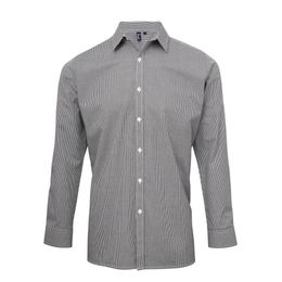 Premier - "Gingham" Hemd f&uuml;r Herren Lang&auml;rmlig ()