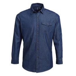 Premier - Hemd Jeans Style Naht f&uuml;r Herren (Indigo-Jeansblau)