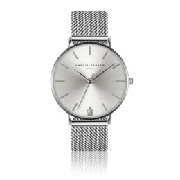 Quarzuhr AMELIA PARKER "AA1-B018S", silber, Armbanduhren, Damen, Quarzuhr