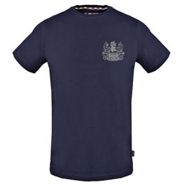 Aquascutum Gesticktes Aldis Logo Marineblau T-Shirt