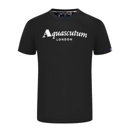 Aquascutum London Markenlogo Schwarzes T-Shirt