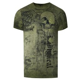 Rusty Neal Biker T-Shirt Verwaschen mit All Over Prints