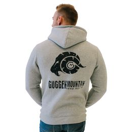 GUGGEN Mountain Herren Wandern Kapuzenpullover Fleece Hoodie Outdoor Mit Logo Hellgrau