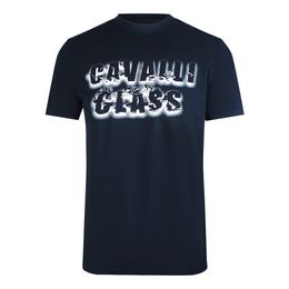 Cavalli Class - T-shirt In Marineblau Mit Auff&auml;lligem Logo In Rauchoptik
