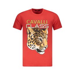 Cavalli Class Rotes Baumwoll-T-Shirt f&uuml;r Herren