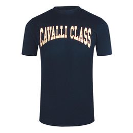 Cavalli Class Varsity Logo Marineblaues T-shirt