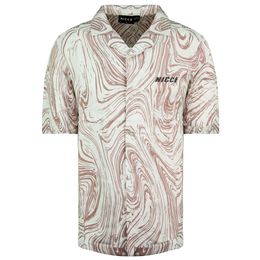 Nicce Kurzarm bedrucktes Asche Herren rosa wei&szlig;es Hemd 211 1 07 02 0338