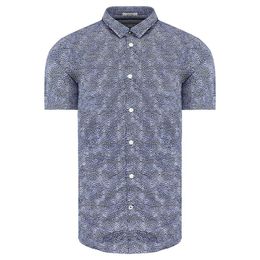 Pepe Jeans Steve Slim Fit Kurzschl&auml;mgedruckte blaue wei&szlig;e M&auml;nner Hemd PM305850 0AA