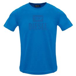 Diesel - T-shirt Mit Einfarbigem Logo In Saphirblau