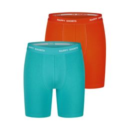 Happy Shorts Herren Retro Boxer Neon Long 2-Pack Retroshorts, Vintage Boxer,