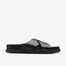 Clarks Torford Cross schwarze Leder-Sandalen