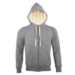 SOLS Sherpa Unisex Sweatshirt mit Kapuze und Rei&szlig;verschluss (grau meliert)