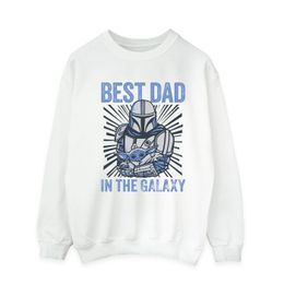 Star Wars - "Mandalorian Best Dad Galaxy" Sweatshirt f&uuml;r Herren (Wei&szlig;)