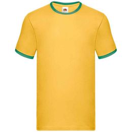 Fruit of the Loom - "Ringer" T-Shirt f&uuml;r Herren (Sonnenblume/Irisches Gr&uuml;n)