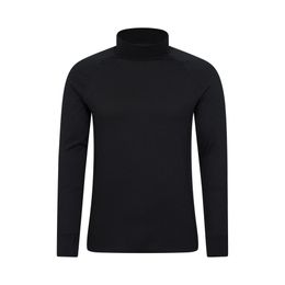 Mountain Warehouse Herren Summit Merino Wolle Funnel Neck Thermo-Oberteil (Schwarz)