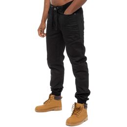 Enzo| Herren-Jogger-Jeans aus Denim mit B&uuml;ndchen - Schwarz