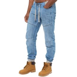 Enzo| Herren-Jogger-Jeans aus Denim mit B&uuml;ndchen - Hellblau