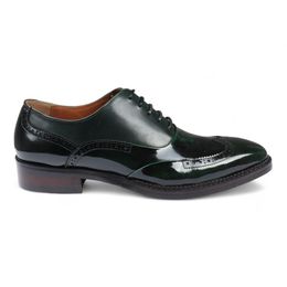 Justin Reess Herren-Brogue-Schuhe aus gr&uuml;nem Lackleder - Harry