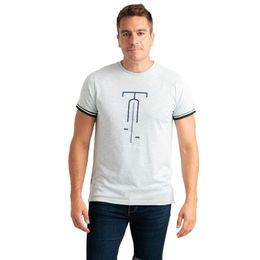 Herren Kurzarm-Mikrostreifen-T-Shirt mit Druck PRI2535