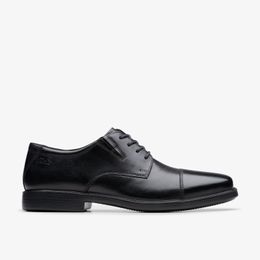 Clarks Cosgrove Kappe Schwarze Lederschuhe