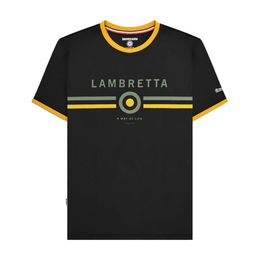 Lambretta - T-Shirt Ringer-Stil f&uuml;r Herren (Schwarz/Gold)