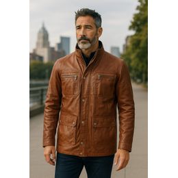Herren Braune Leder Milit&auml;rjacke Outwear Mantel - Field