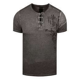 Rusty Neal Oil-Washed T-Shirt mit Knopfleiste