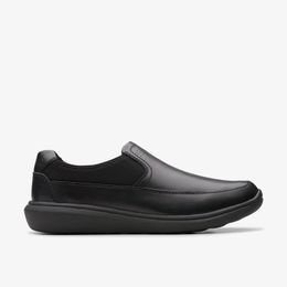 Clarks Watchet Schritt Schwarze Lederschuhe