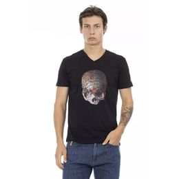 Skull Grafik V-Ausschnitt T-Shirt