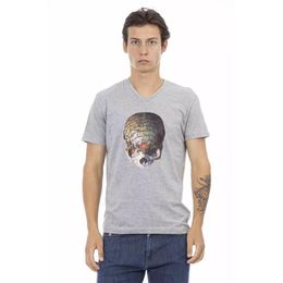 Skull-Grafik V-Ausschnitt T-Shirt