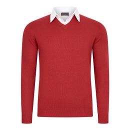 Cappuccino Italia Mock-Pullover f&uuml;r Herren. Der Pullover besteht aus 50% Baumwolle und 50% Polyester und hat eine normale Passform. Der Pullover hat einen Hemdkragen, der an den Pullover angen&auml;ht ist. Marke: Cappuccino ItaliaModellname: Mock Pullover (mit Hemdkragen)Kategorie: Pullover f&uuml;r HerrenMaterialien: Baumwolle, AcrylFarbe: rot, wei&szlig;