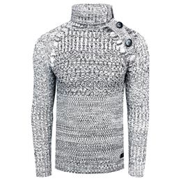 Rusty Neal Side Button-Placket Grobstrick Rollkragen-Pullover