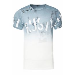 Rusty Neal T-Shirt Verwaschen mit Farbverlauf und Seitlicher Knopfleiste