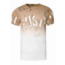 Rusty Neal T-Shirt Verwaschen mit Farbverlauf und Seitlicher Knopfleiste