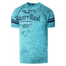 Rusty Neal T-Shirt mit Seitlicher Knopfleiste und Logo-Print