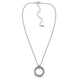 Kette mit Anh&auml;nger Steuer "Metall glanz Ringe gedreht", silber, Halsketten, Damen, L: 51,0cm, Metall, L: 51, gl&auml;nzend