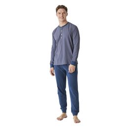 Langarm-Rundhals-Baumwollpyjama f&uuml;r Herren JJB12