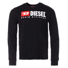 Schwarzes Langarm-t-shirt Mit Diesel Denim Division Logo